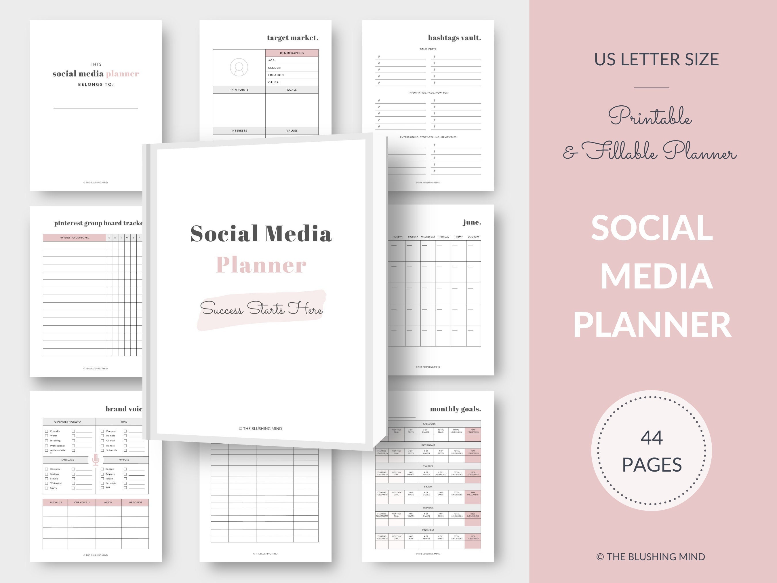 Social Media Planner: Social Media Template Content Calendar - Etsy