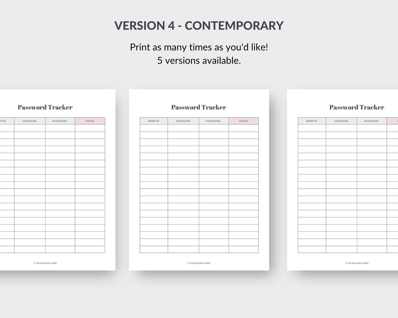Printable & Fillable Password Tracker, Password Log, Password Keeper ...