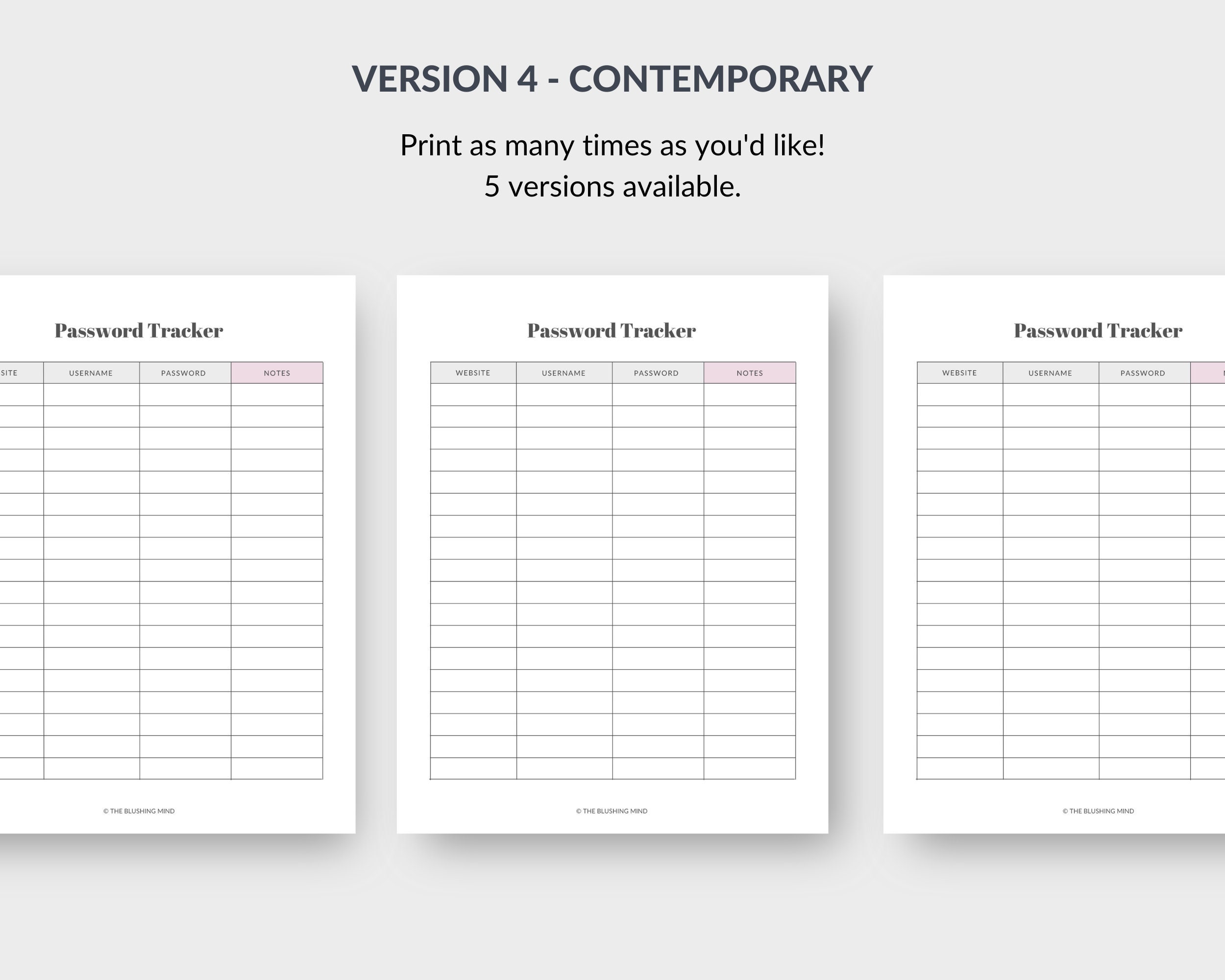 Printable & Fillable Password Tracker, Password Log, Password Keeper ...