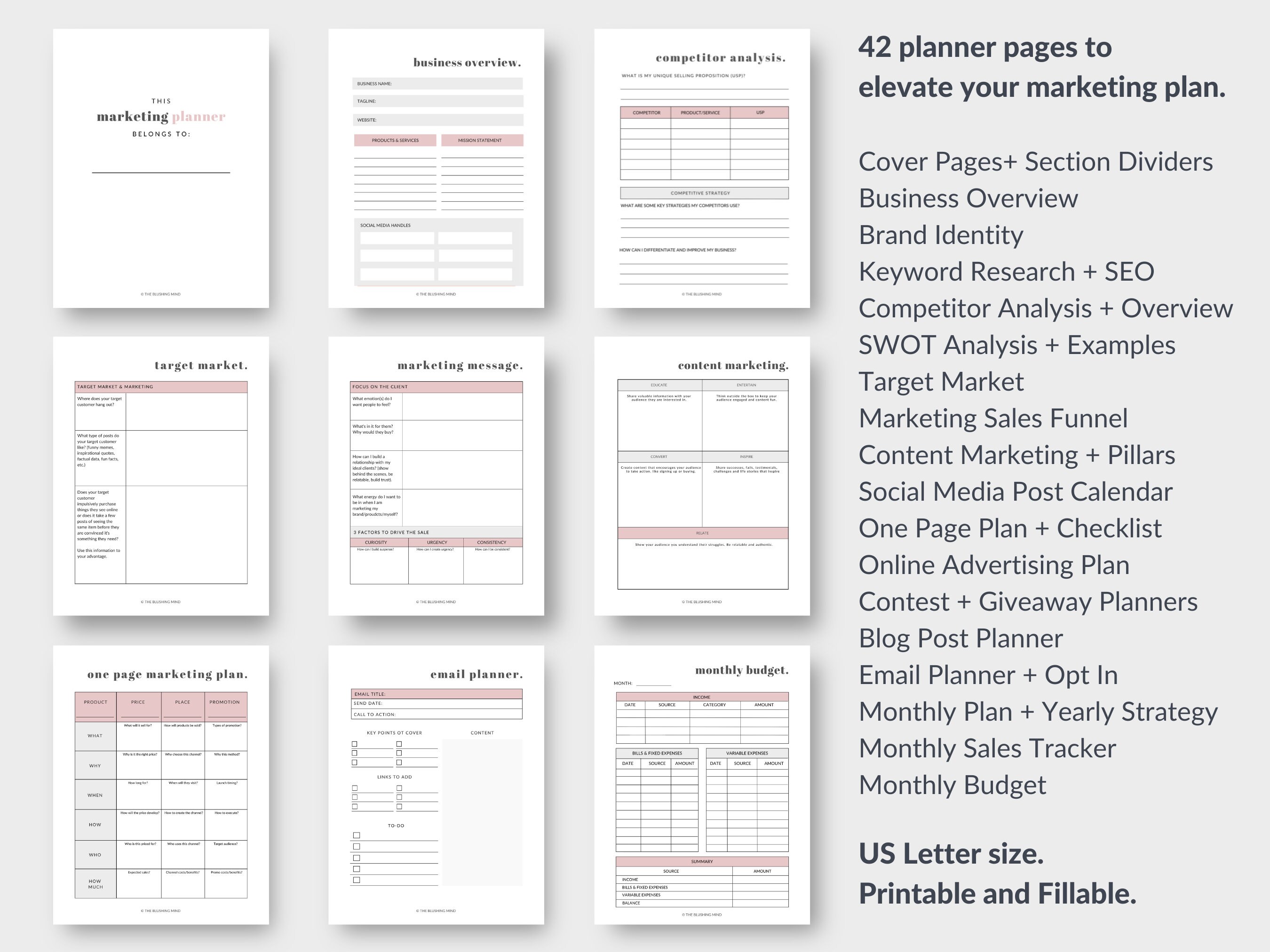 Marketing Planner: Marketing Strategy Template, Marketing Plan ...