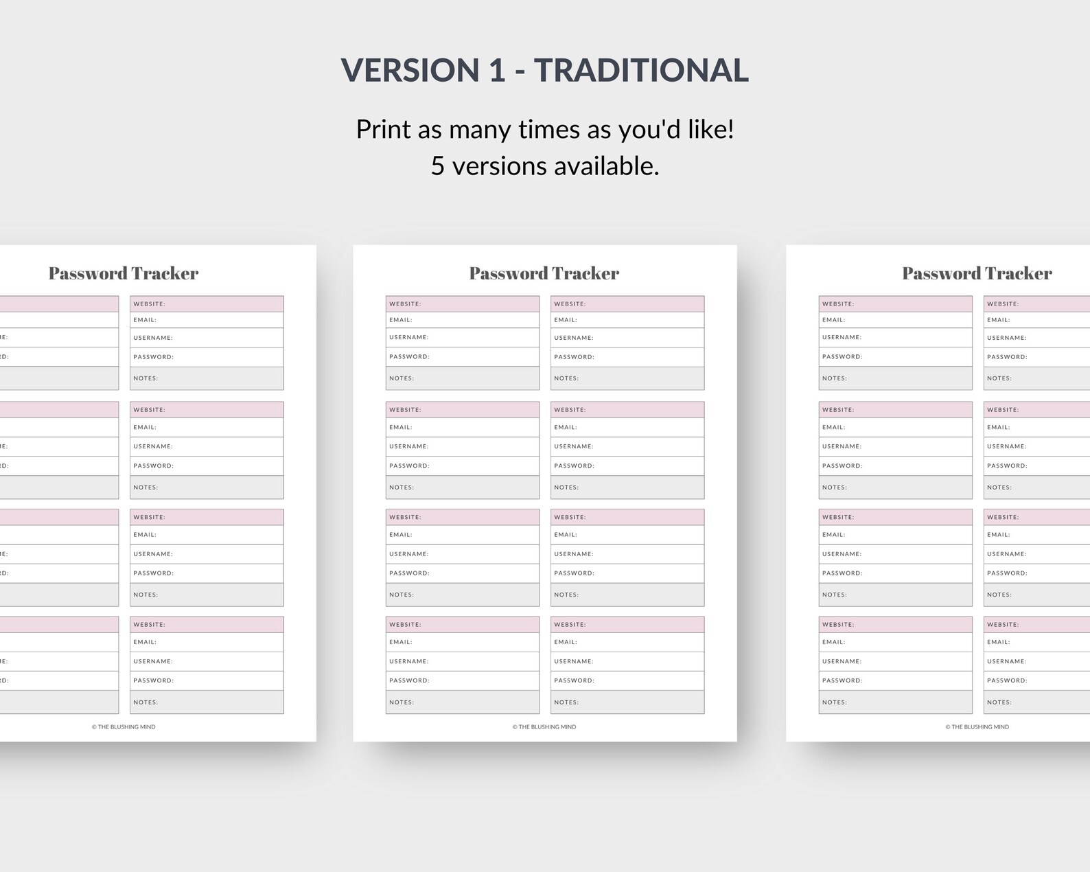 Printable & Fillable Password Tracker, Password Log, Password Keeper ...