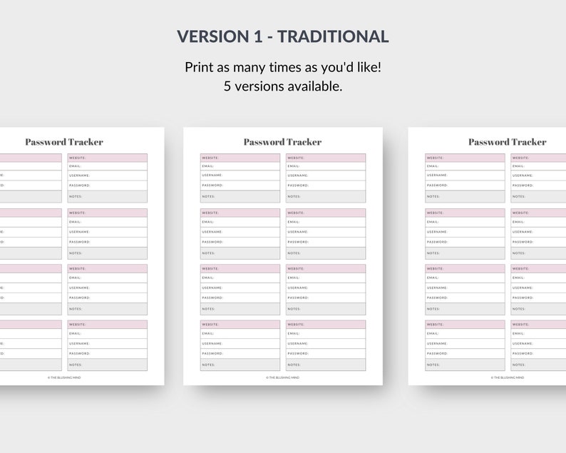 Printable & Fillable Password Tracker, Password Log, Password Keeper ...