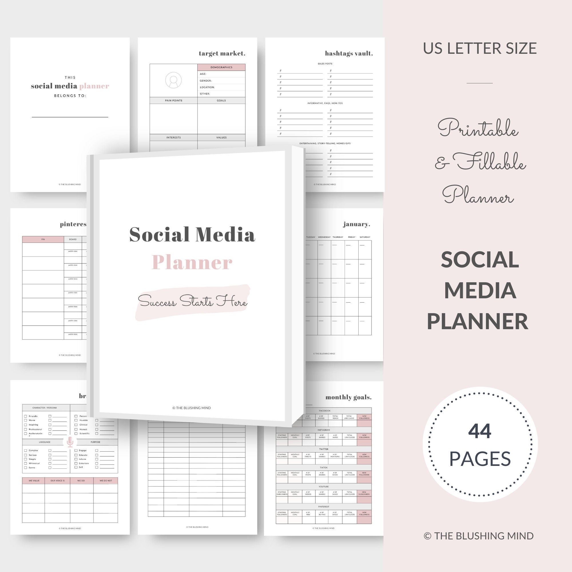Social Media Planner: Social Media Template, Content Calendar, Content ...