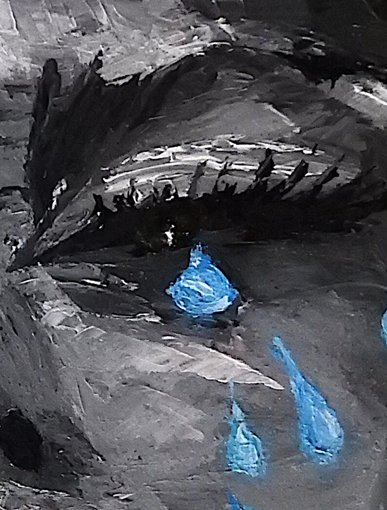 Weeping Woman Face Original Acrylic Painting Contemporary Portrait ...