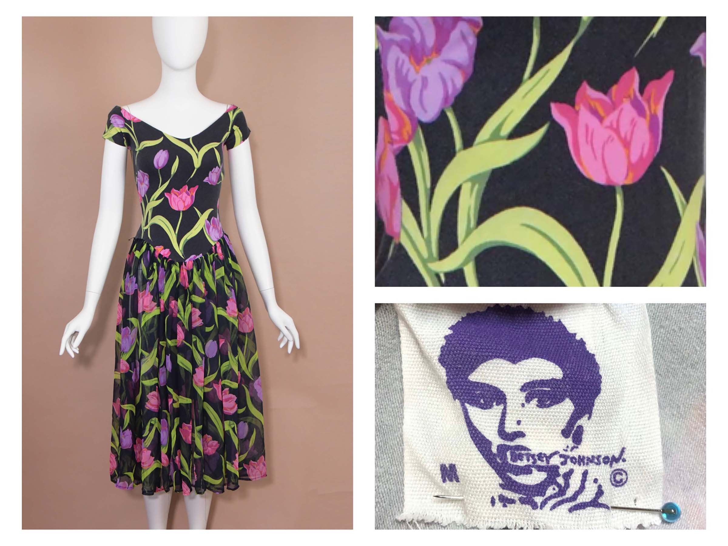 Betsey Johnson Punk Label 80s Tulip Print Dress XS/S - Etsy