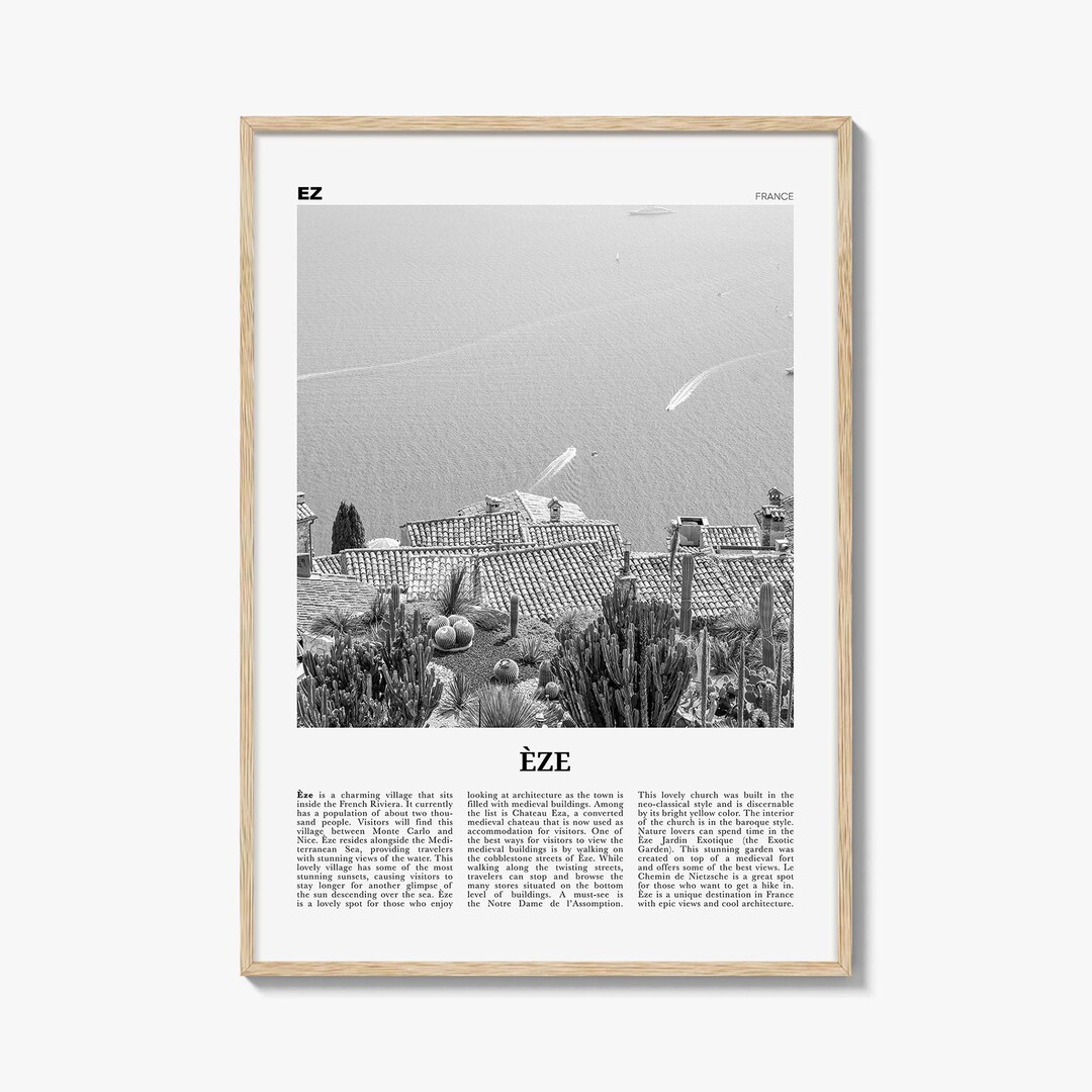 Eze Print Black and White, Èze Wall Art, Èze Poster, Èze Photo, Èze ...