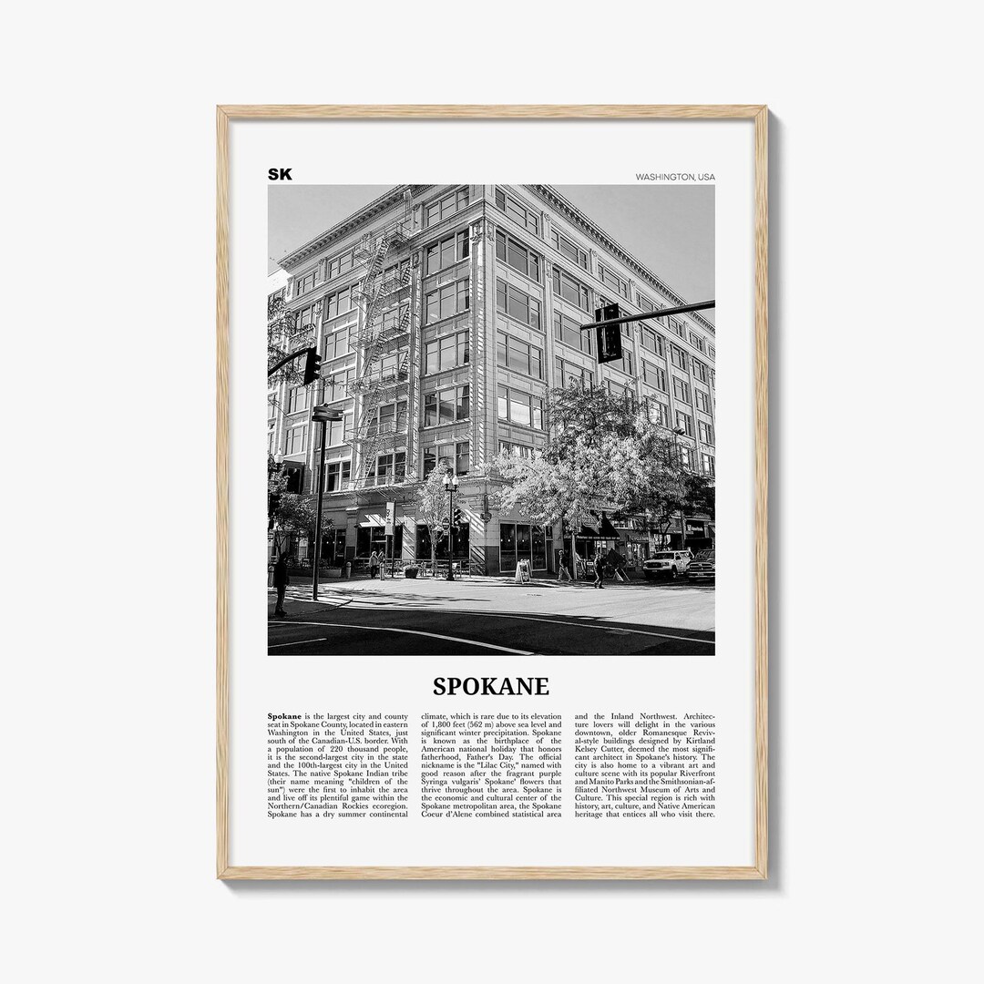 Spokane Print Black and White No 2, Spokane Wall Art, Spokane Poster ...