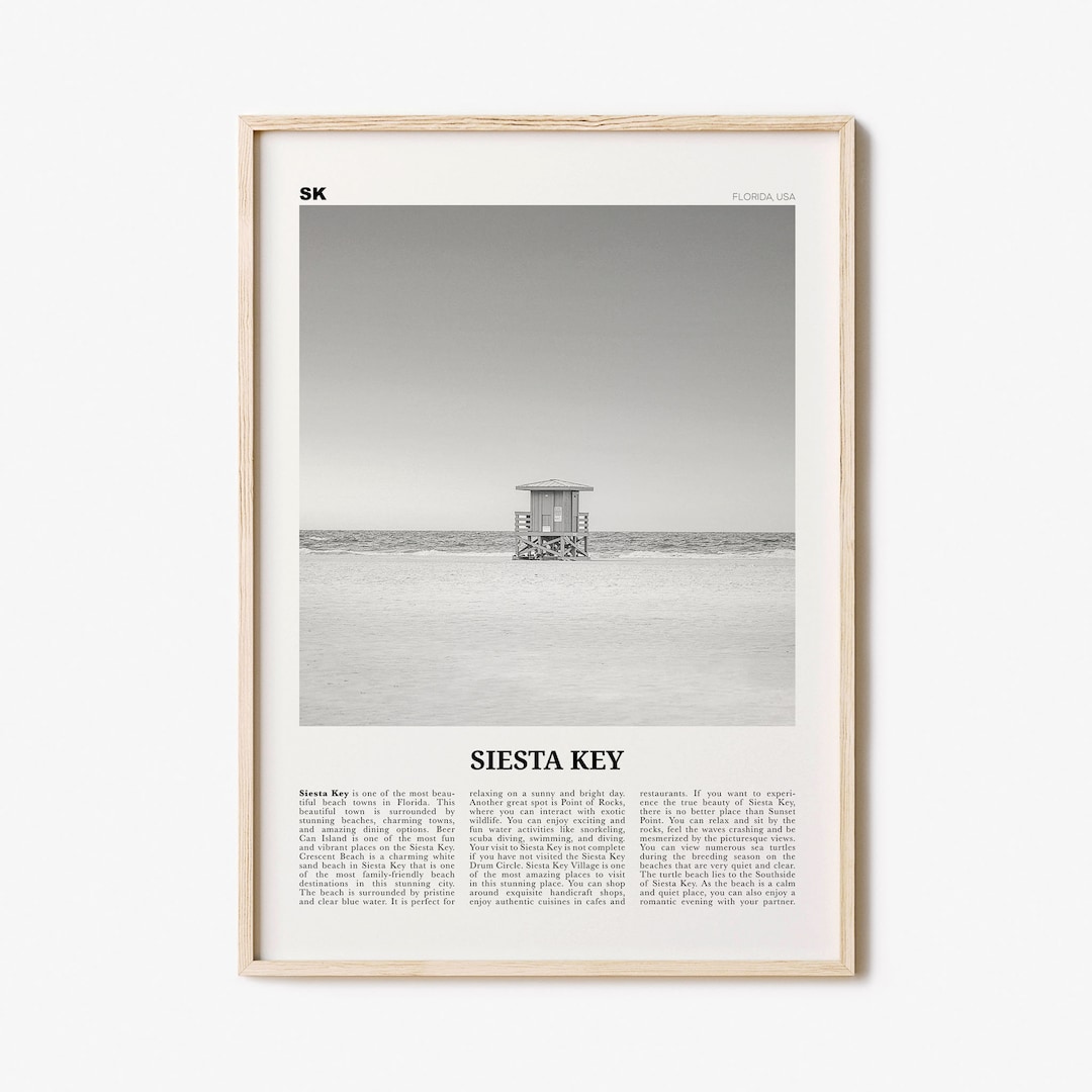 Siesta Key Print Black and White, Siesta Key Wall Art, Siesta Key ...