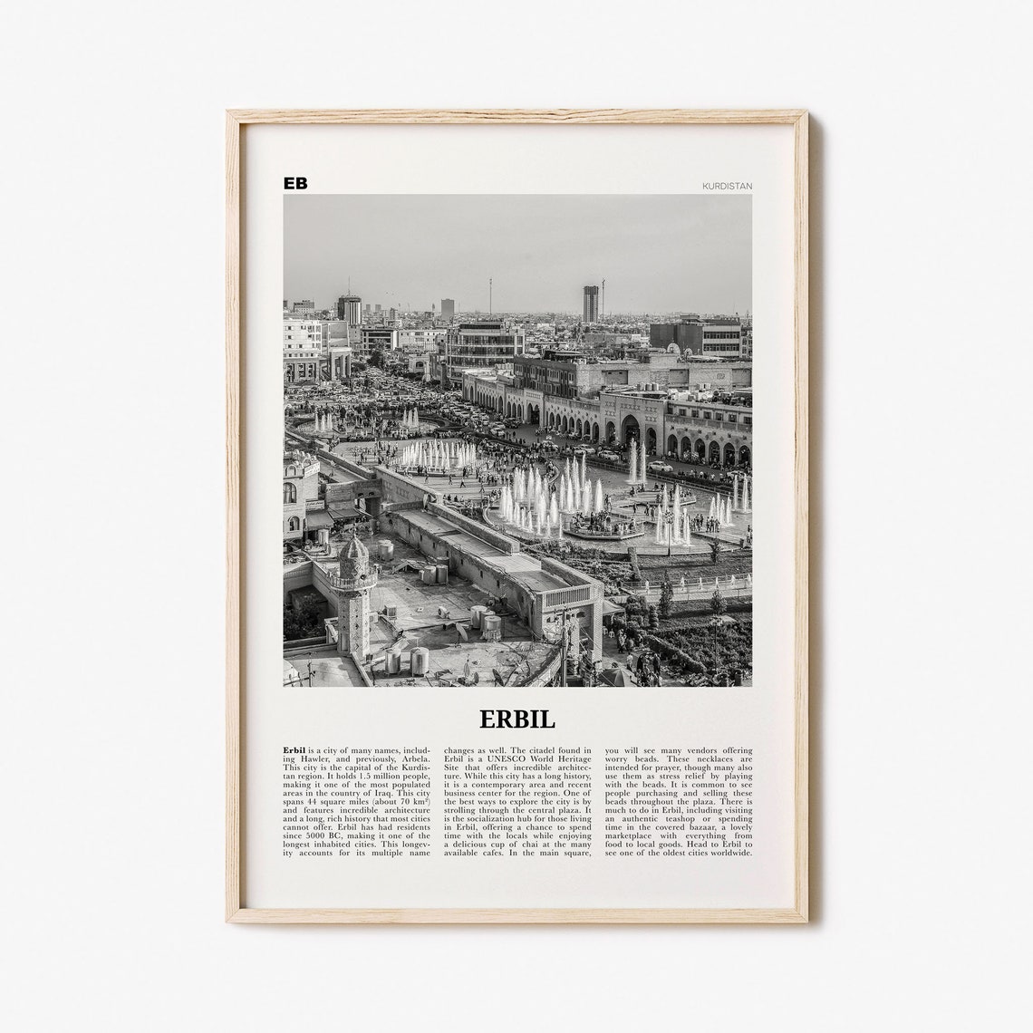 Erbil Print Black and White Erbil Wall Art Erbil Poster - Etsy