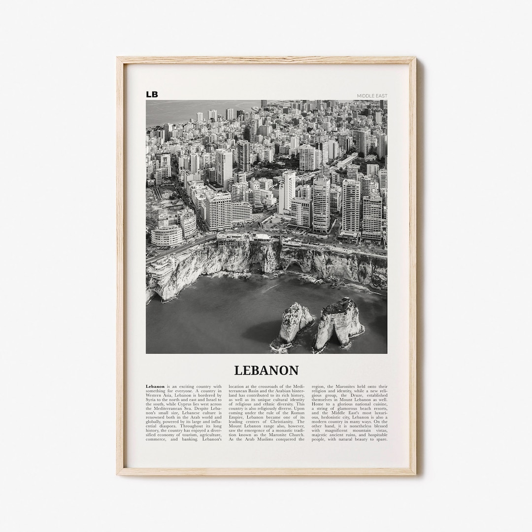 Lebanon Print Black and White No 3, Lebanon Wall Art, Lebanon Poster ...