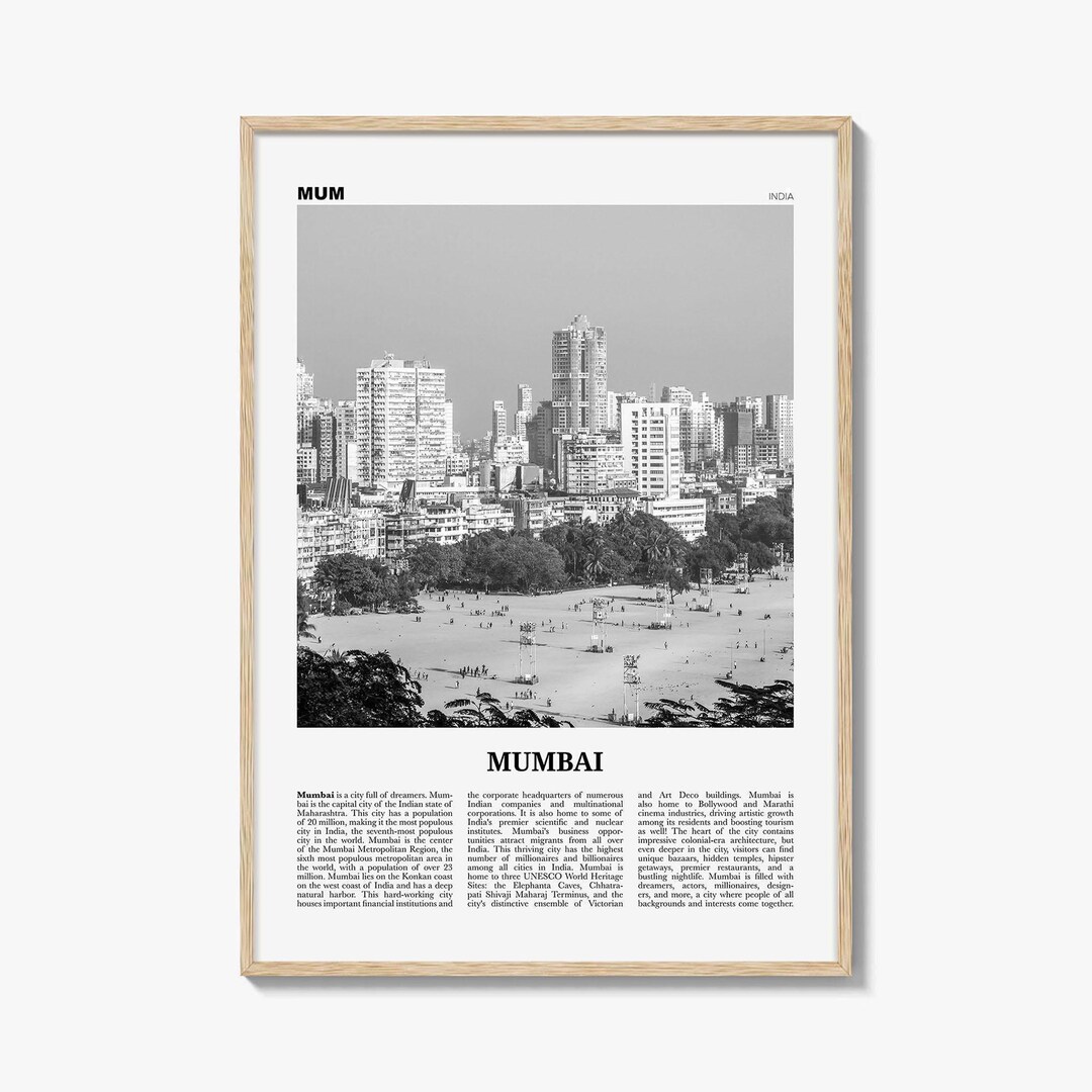 Mumbai Poster Print Black and White, India Travel Wall Art, Maharashtra ...
