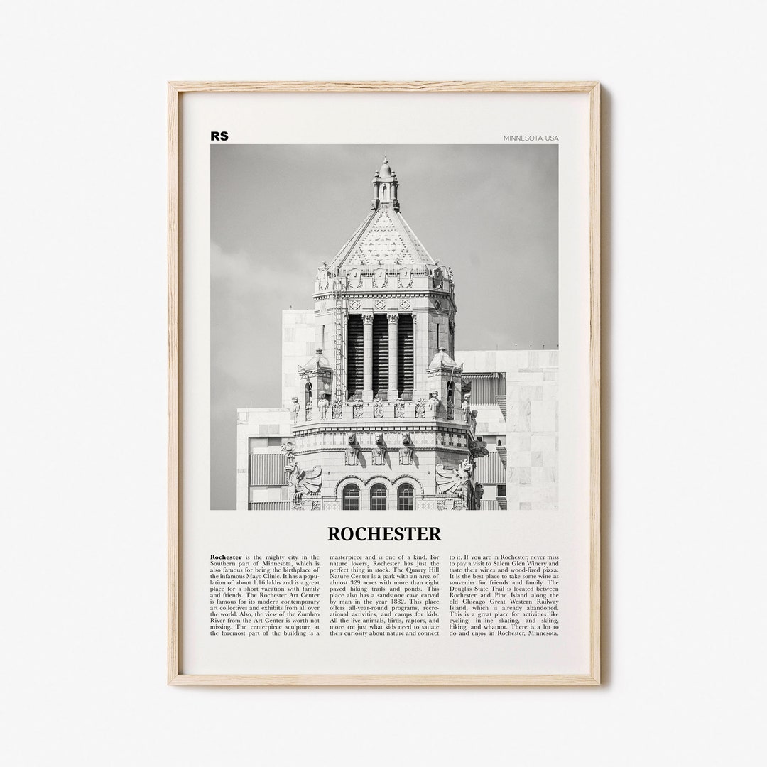 Rochester Print Black and White Minnesota, Rochester Wall Art ...