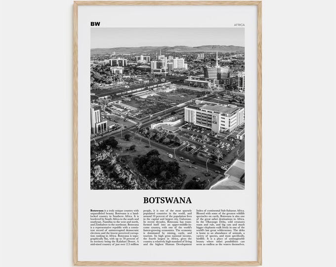 Botswana Print, Motswana Gift, Minimalistic Country Map Poster, BW Line ...
