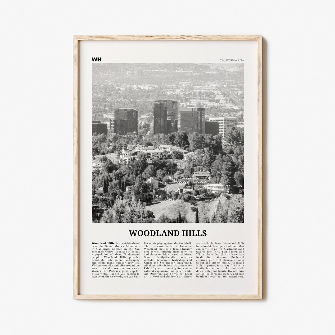 Woodland Hills Druck Schwarz-Weiß, Woodland Hills Wandkunst, Woodland ...