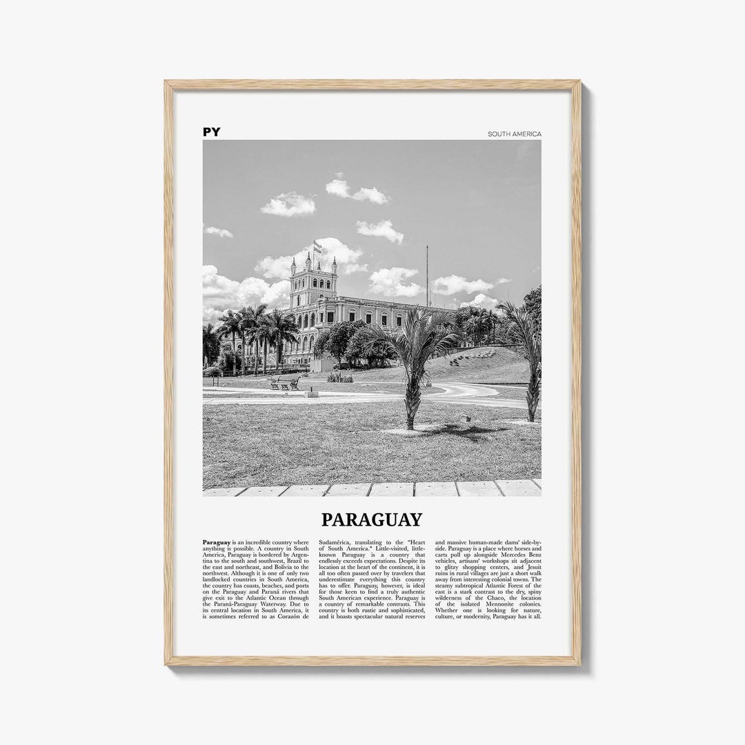 Paraguay Poster Print Black and White, Historic Building Photo, South ...
