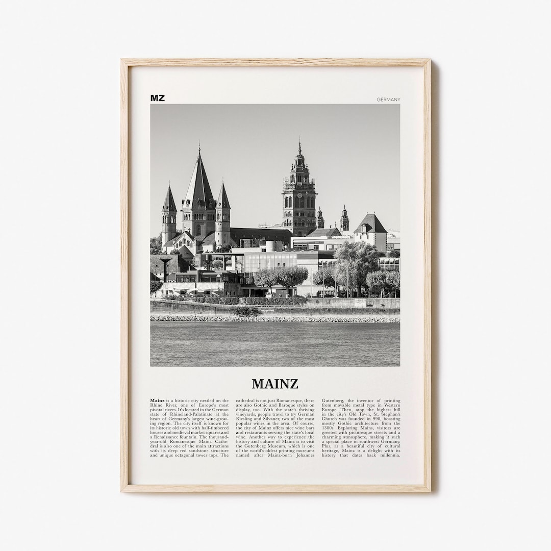 Mainz Print Black and White, Mainz Wall Art, Mainz Poster, Mainz Photo ...