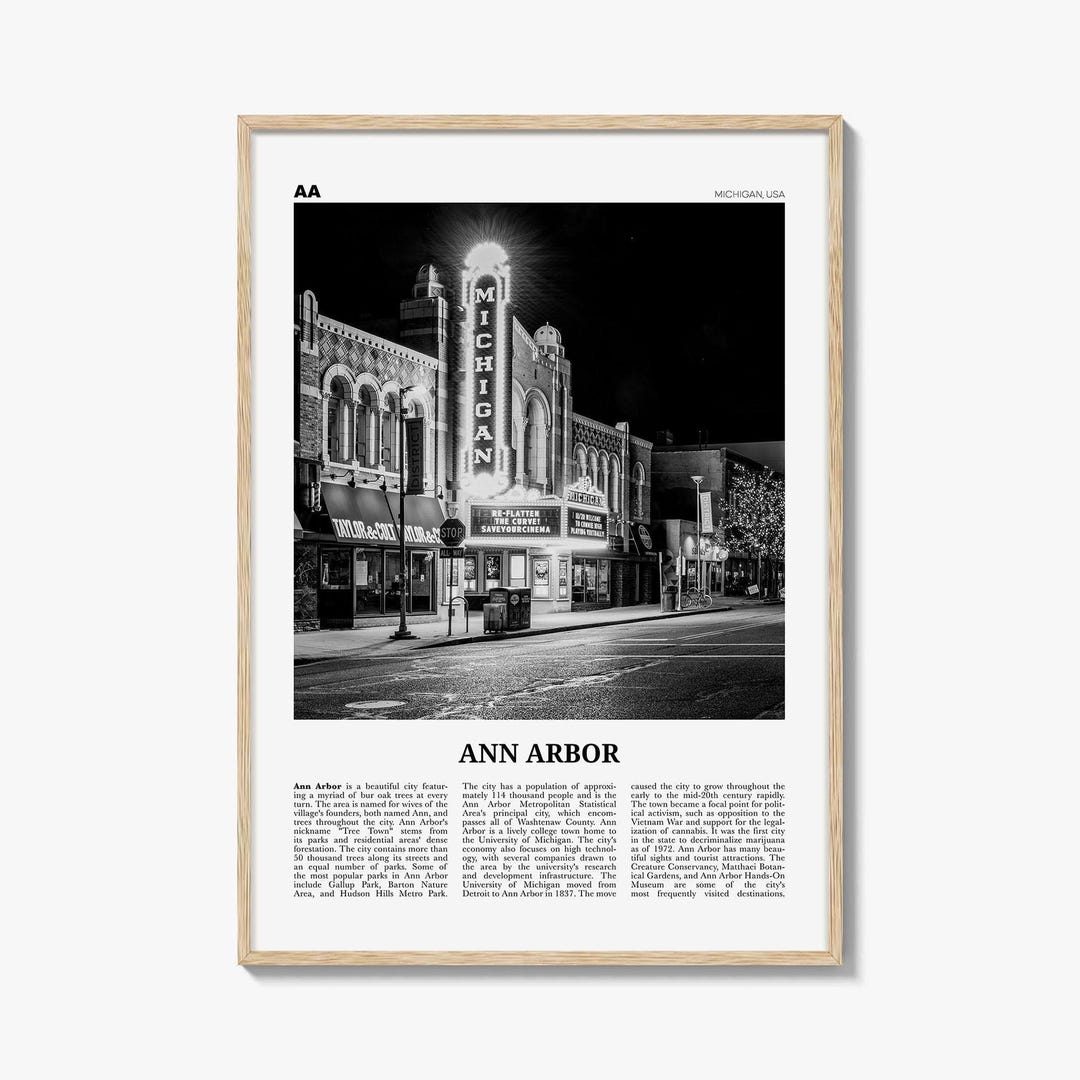 Ann Arbor Print Black and White No 1, Ann Arbor Wall Art, Ann Arbor ...