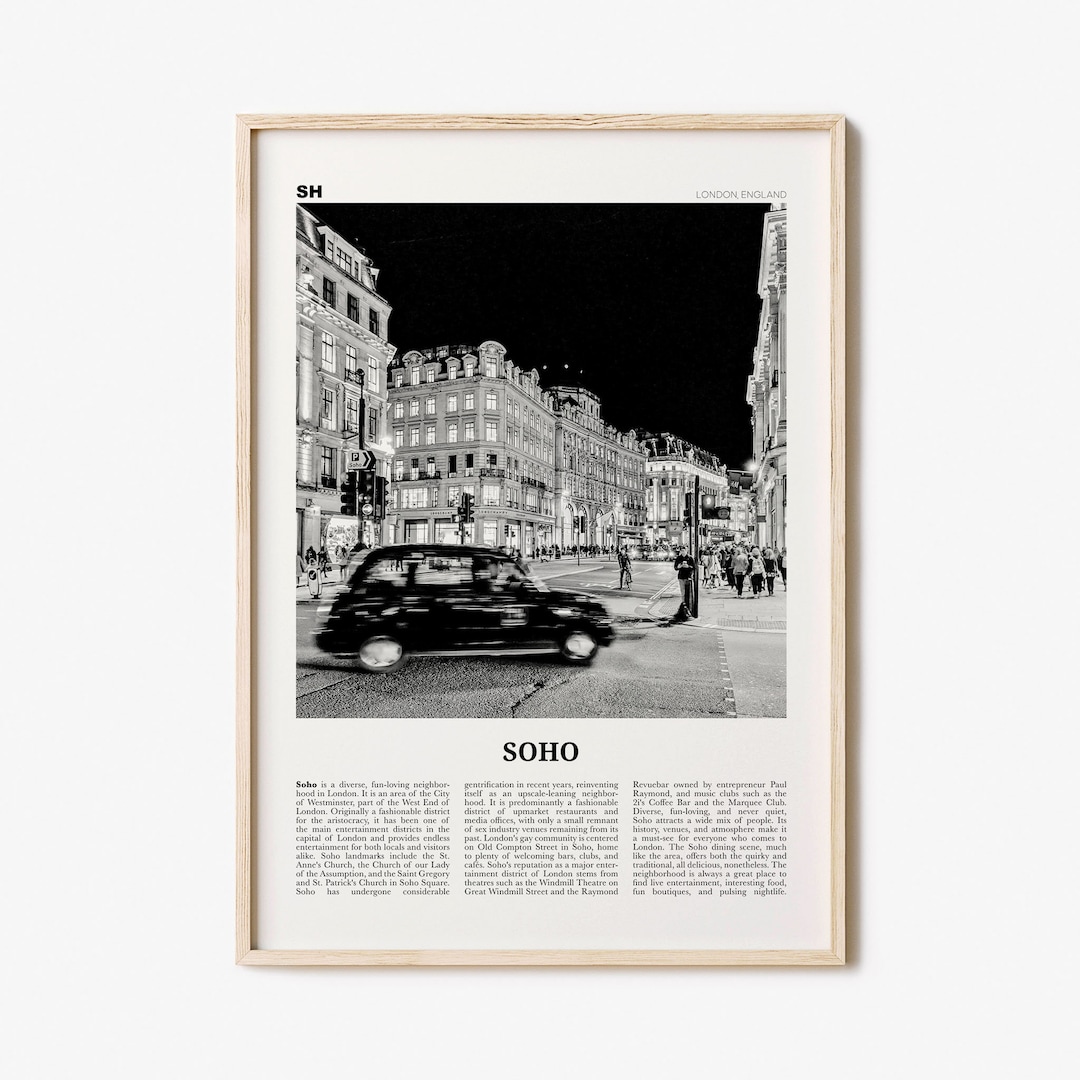 Soho Print Black and White No 1, Soho London Wall Art, Soho London ...