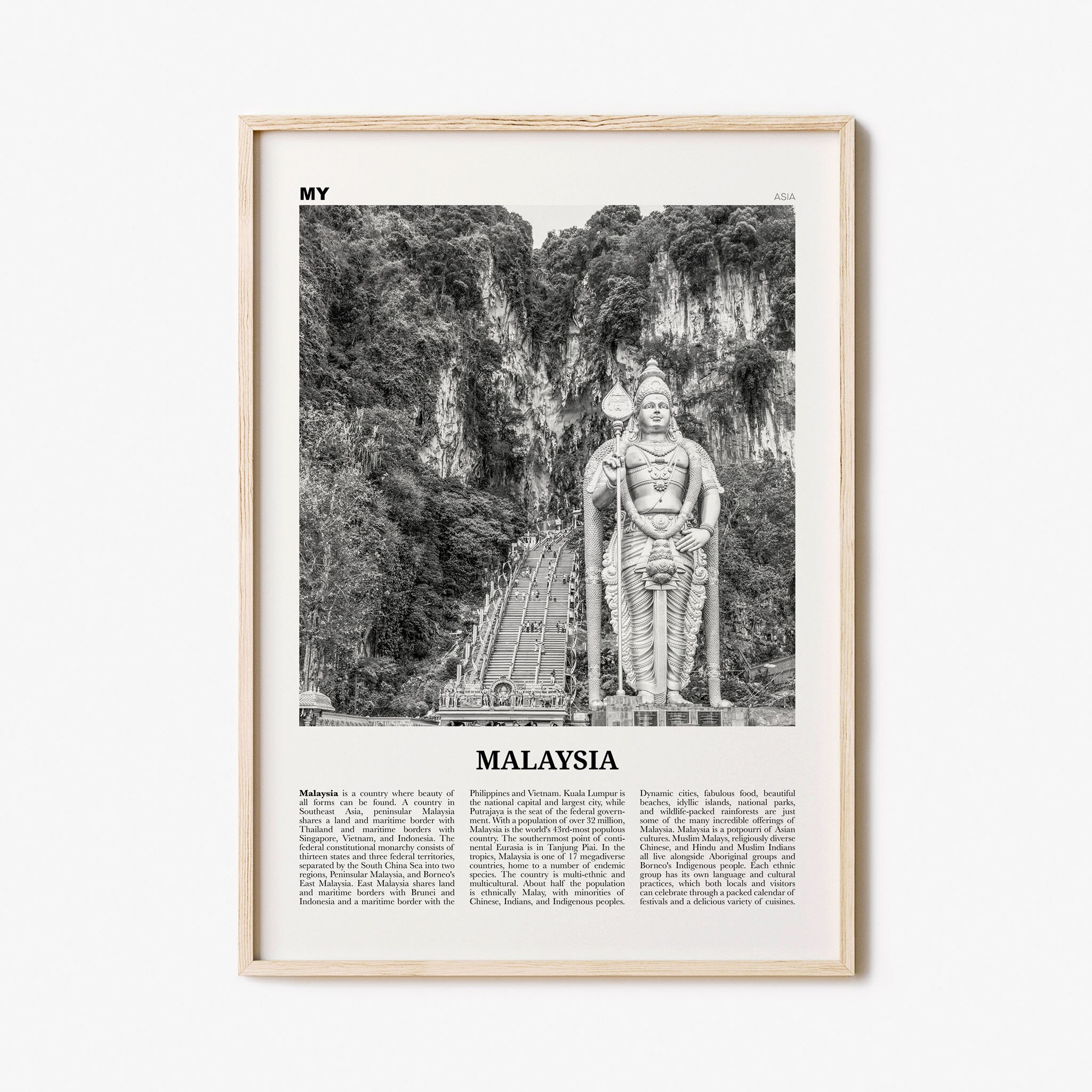 Malaysia Print Black and White Malaysia Wall Art Malaysia - Etsy
