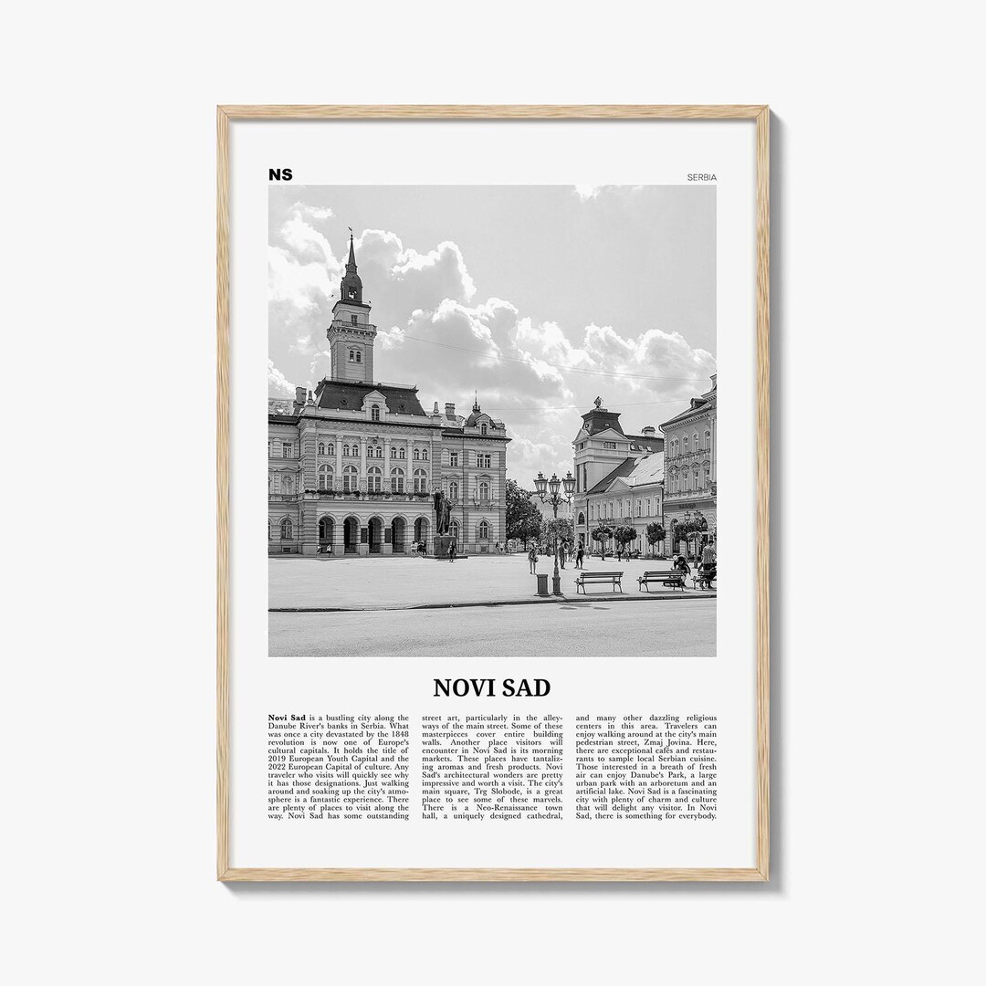 Novi Sad Poster Print Black and White, Serbia Travel Wall Art, European ...