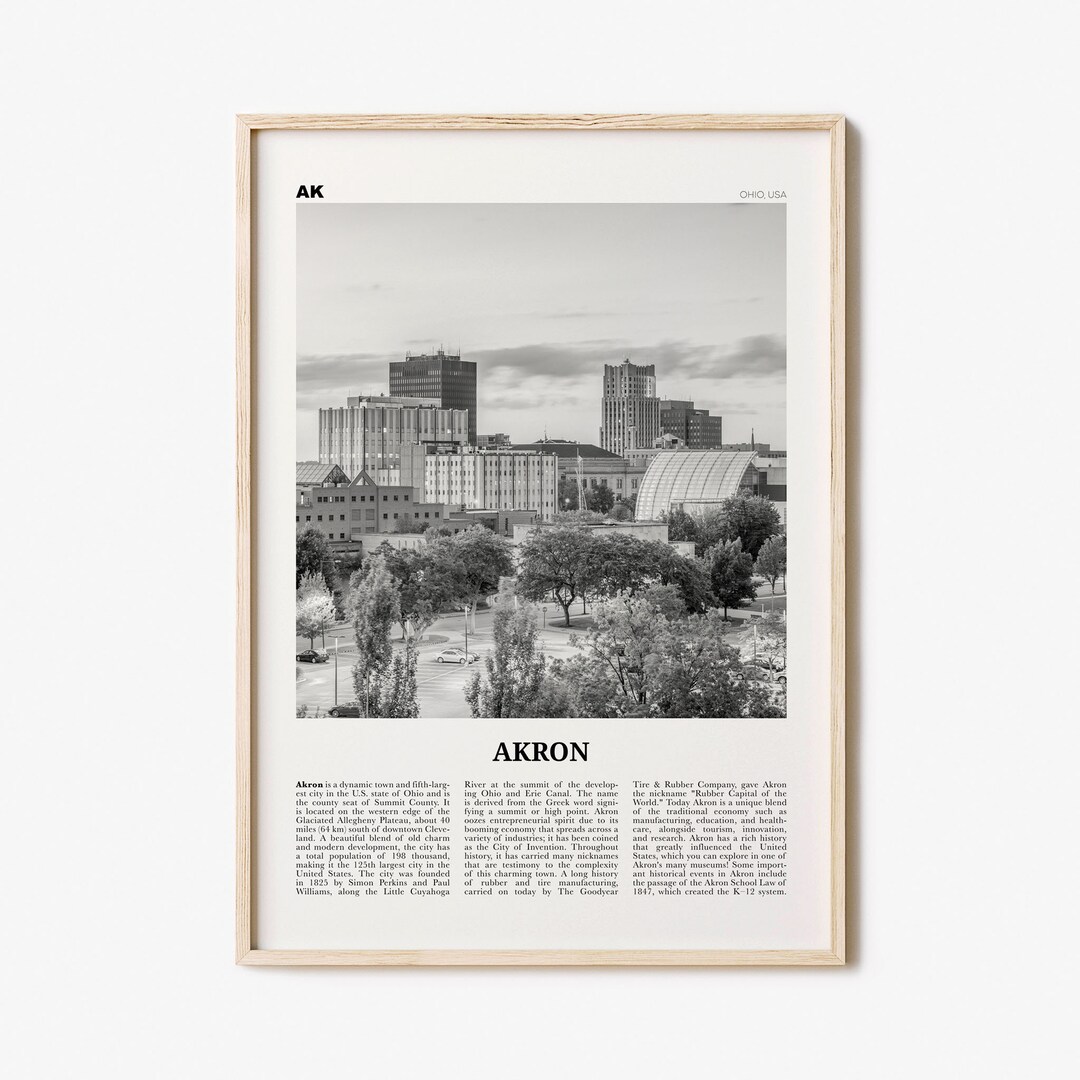 Akron Print Black and White Akron Wall Art Akron Poster - Etsy