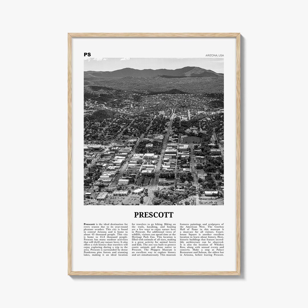 Prescott Print Black and White, Prescott Wall Art, Prescott Poster ...