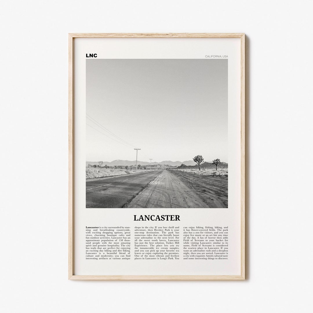 Lancaster Print Black and White California, Lancaster Wall Art ...