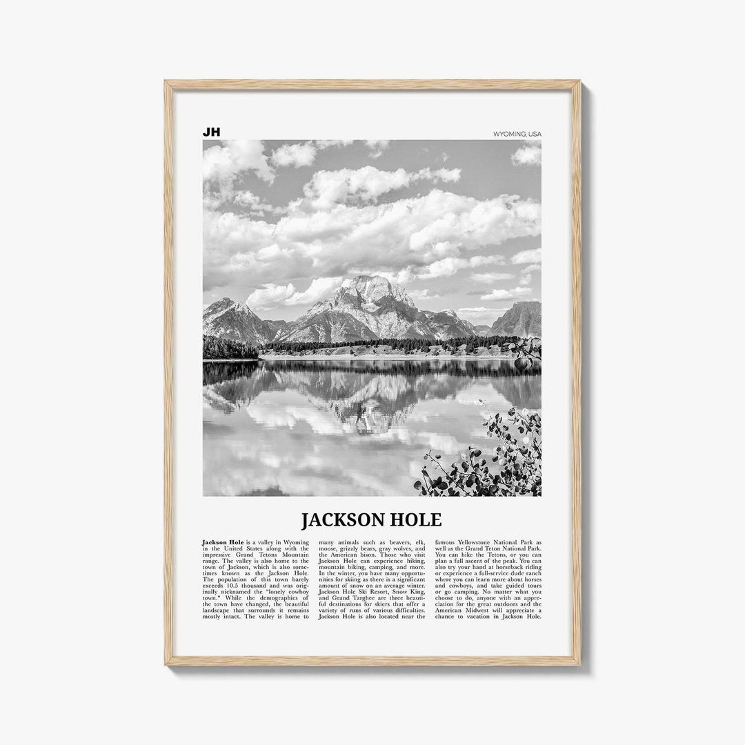 Jackson Hole Poster Print Black and White, Grand Teton Photo, Wyoming ...