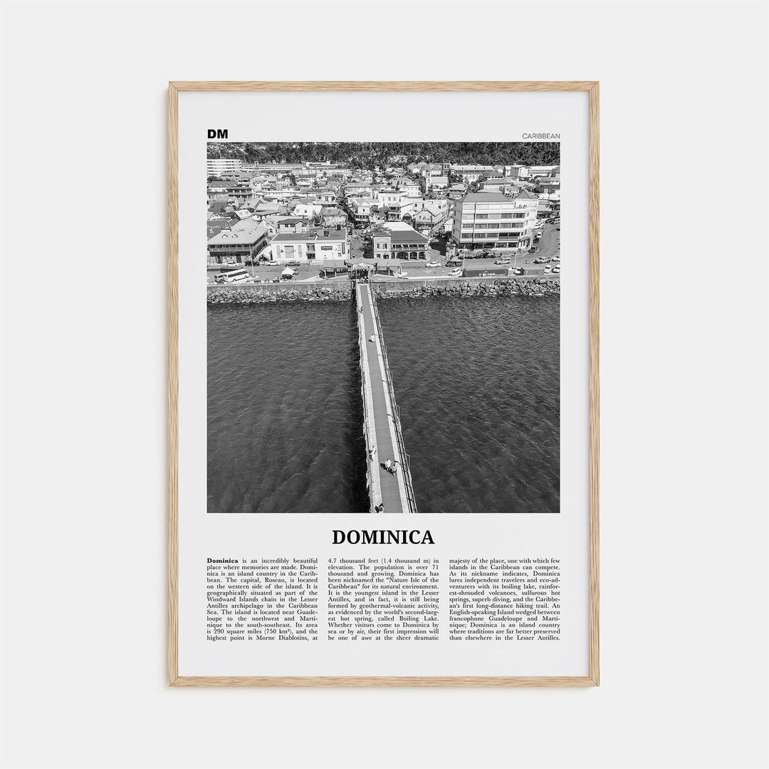 Dominica Print Black and White, Dominica Wall Art, Dominica Poster ...