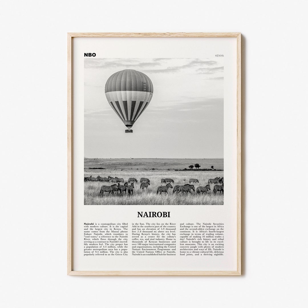 Nairobi Print Black and White No 2, Nairobi Wall Art, Nairobi Poster ...