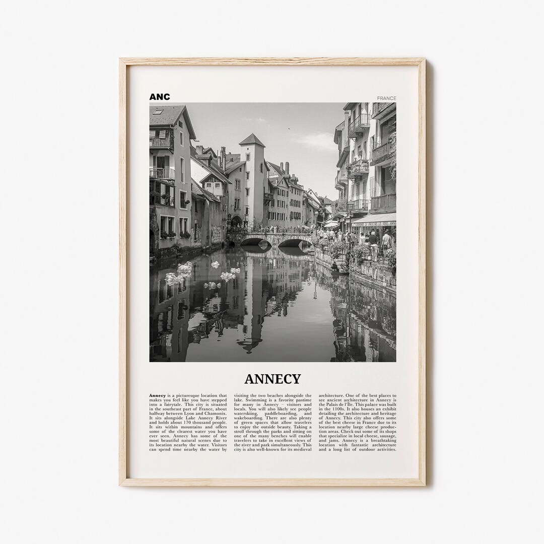 Annecy Print Black and White, Annecy Wall Art, Annecy Poster, Annecy ...