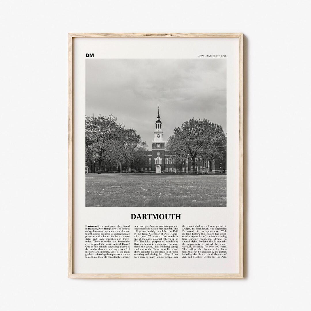Dartmouth Print Black and White, Dartmouth Wall Art, Dartmouth Poster ...