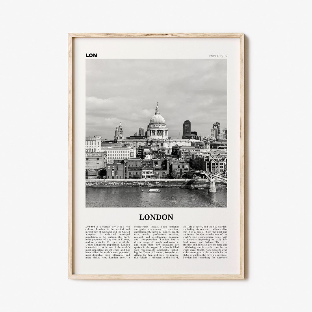 London Print Black and White No 4, London Wall Art, London Poster ...