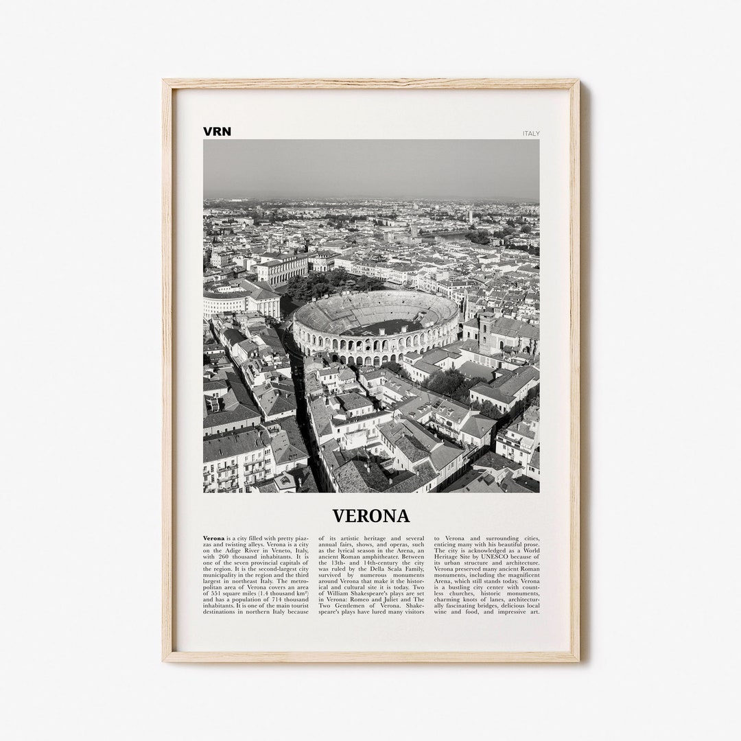Verona Print Black and White No 2, Verona Wall Art, Verona Poster ...