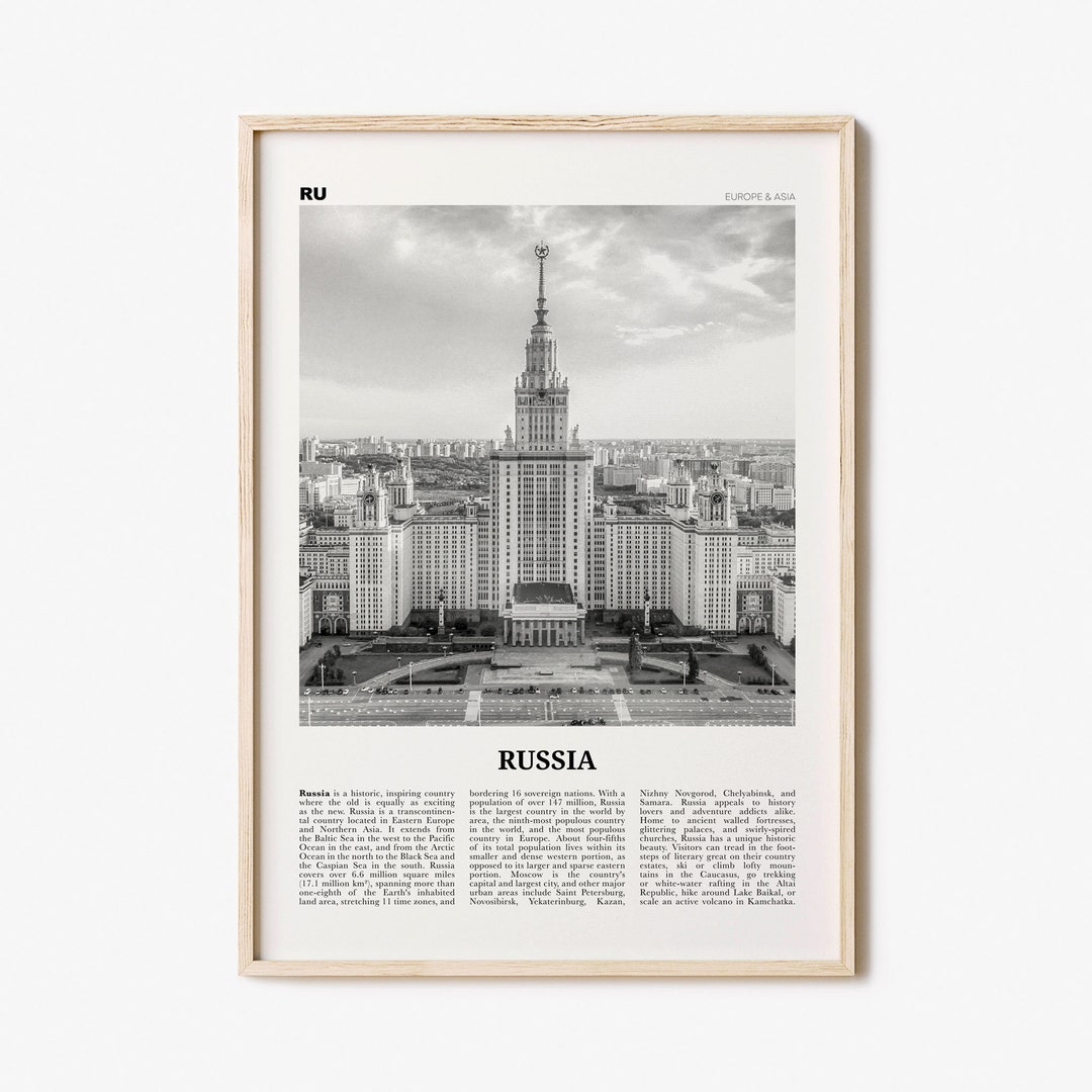 Russia Print Black and White, Russia Wall Art, Russia Poster, Russia ...