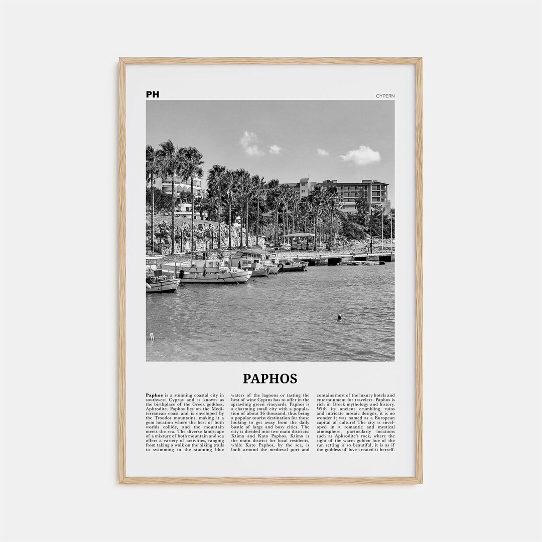 Paphos Print Black and White, Paphos Wall Art, Paphos Poster, Paphos ...