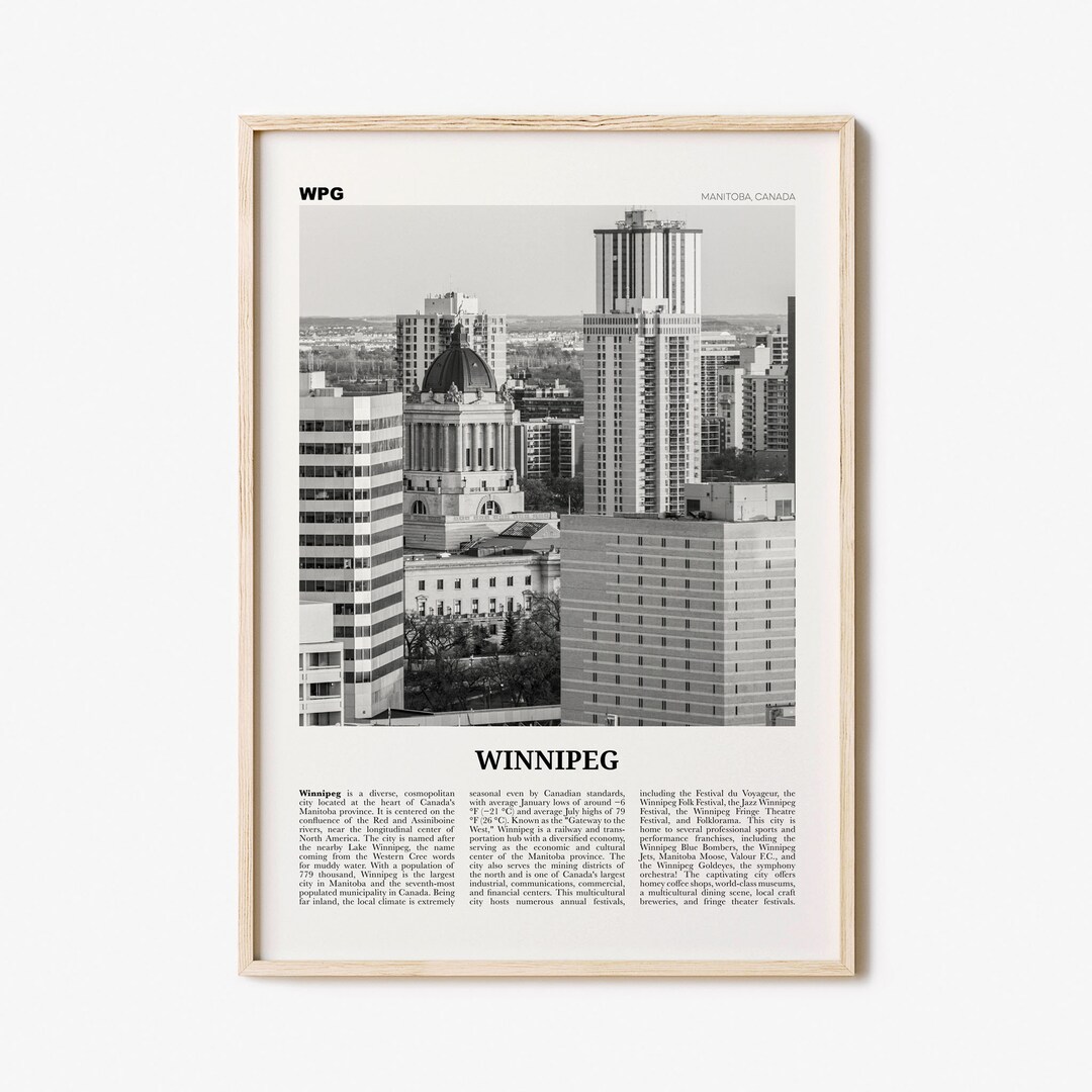 Winnipeg Print Black and White No 2, Winnipeg Wall Art, Winnipeg Poster ...