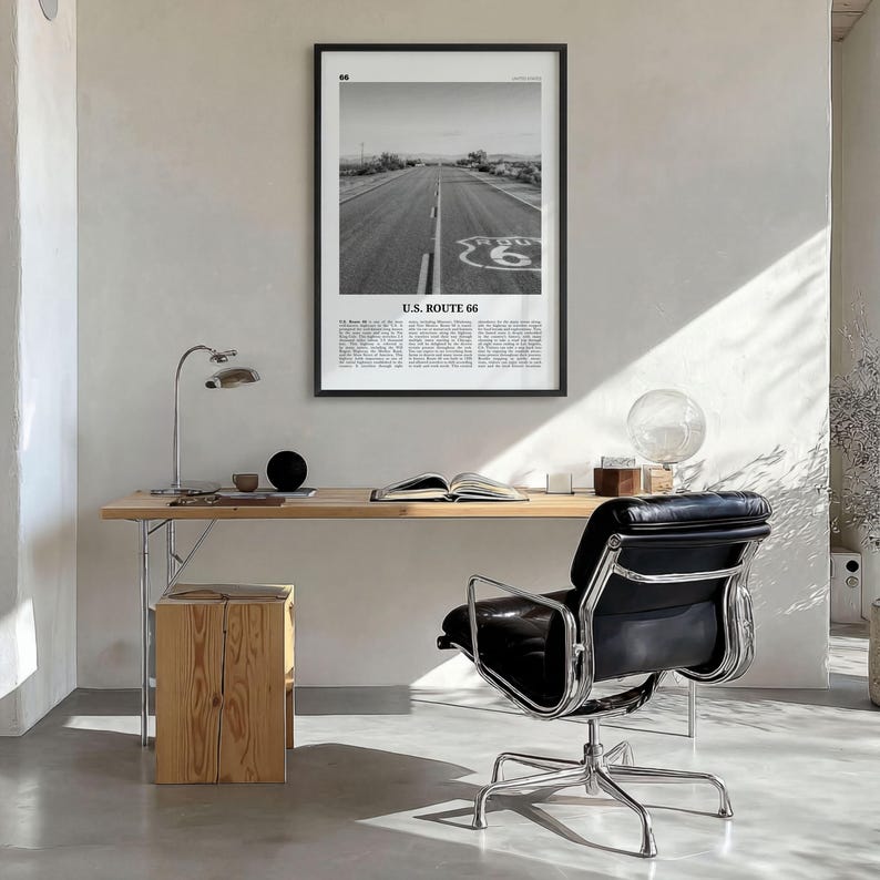 Route 66 Poster Print Black and White, United States Wall Art, Historic ...
