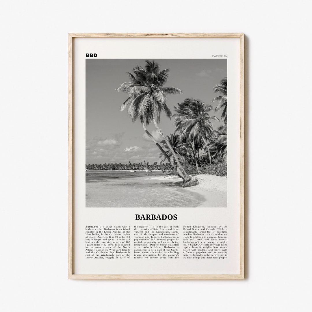 Barbados Print Black and White No 1, Barbados Wall Art, Barbados Poster ...
