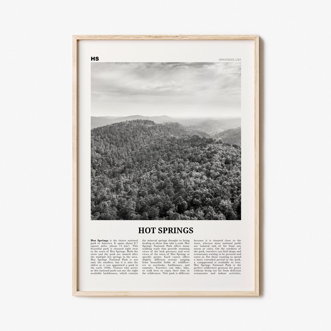 Hot Springs Print Black and White, Hot Springs Wall Art, Hot Springs ...