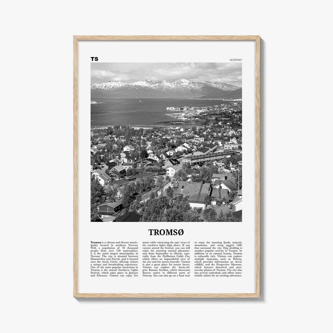 Tromso Print Black and White, Tromsø Wall Art, Tromsø Poster, Tromsø ...