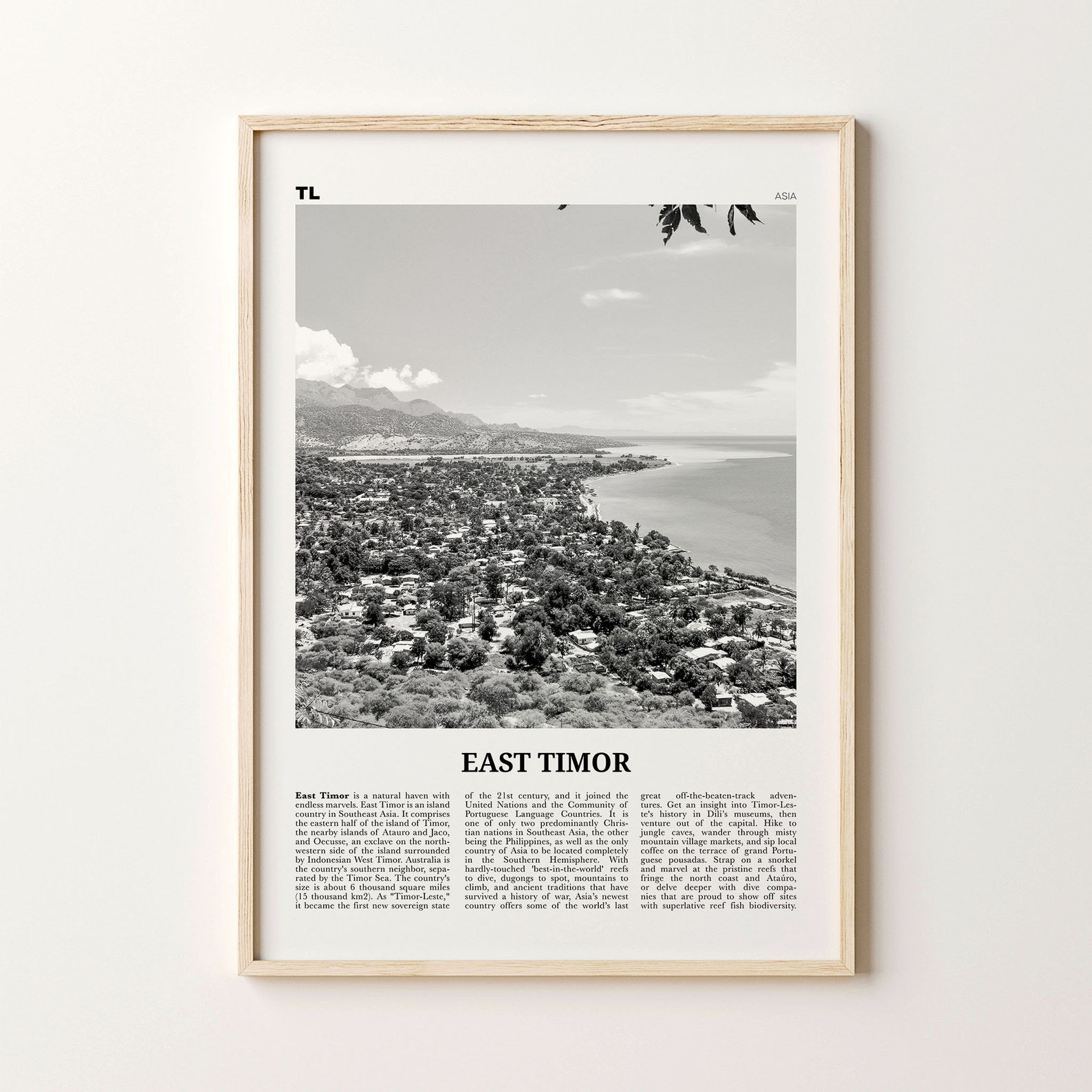 East Timor Print Black and White East Timor Wall Art East | Etsy
