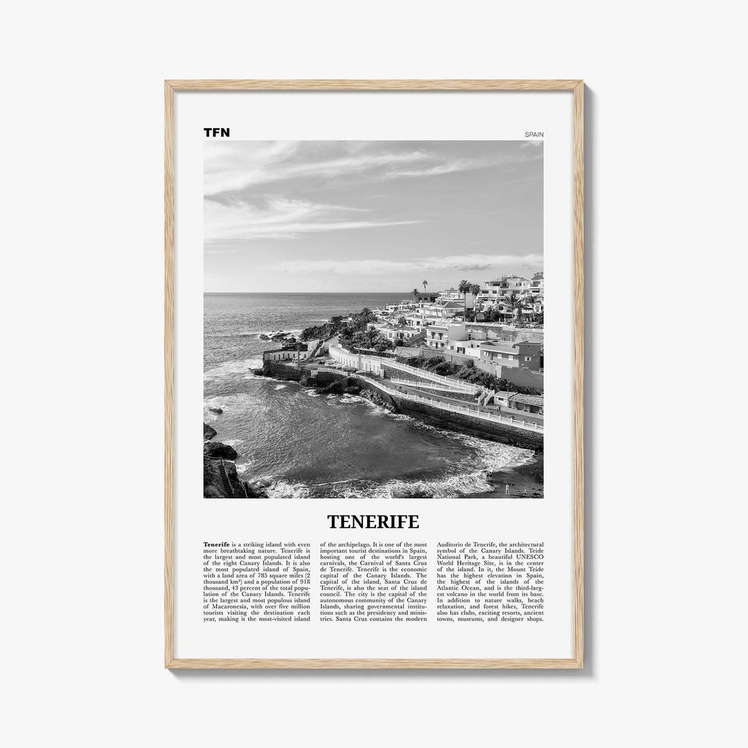 Tenerife Poster Print Black and White, Spain Travel Wall Art, Canary ...