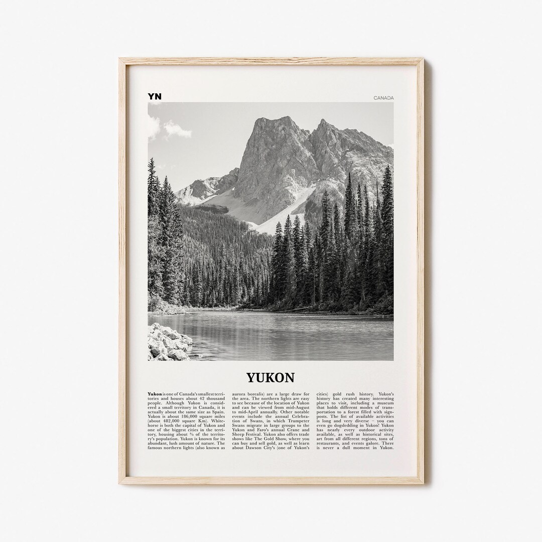 Yukon Print Black and White, Yukon Wall Art, Yukon Poster, Yukon Photo ...