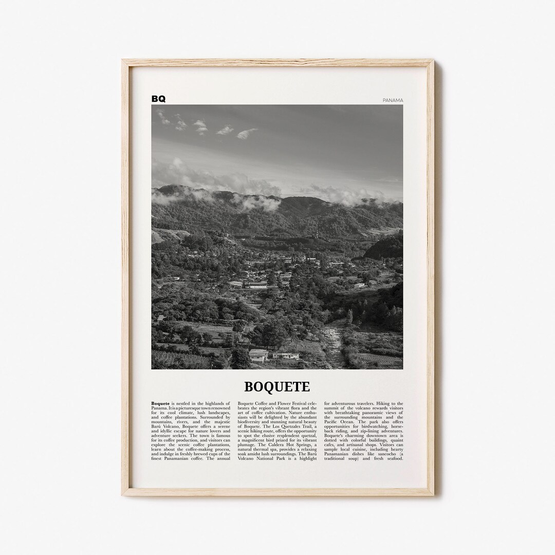 Boquete Print Black and White, Boquete Wall Art, Boquete Poster ...