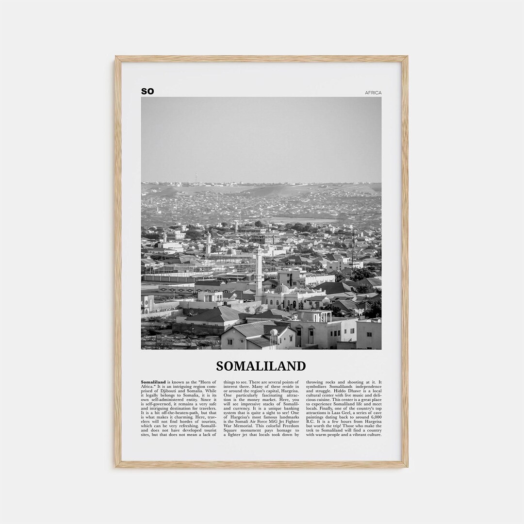Somaliland Print Schwarzweiß, Somaliland Wandkunst, Somaliland Poster ...