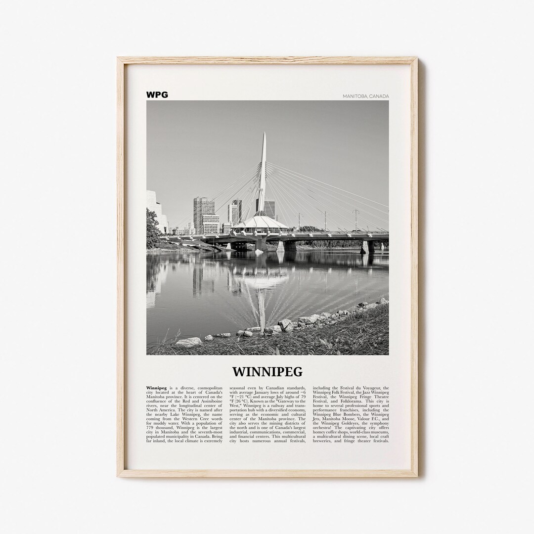 Winnipeg Print Black and White No 1, Winnipeg Wall Art, Winnipeg Poster ...