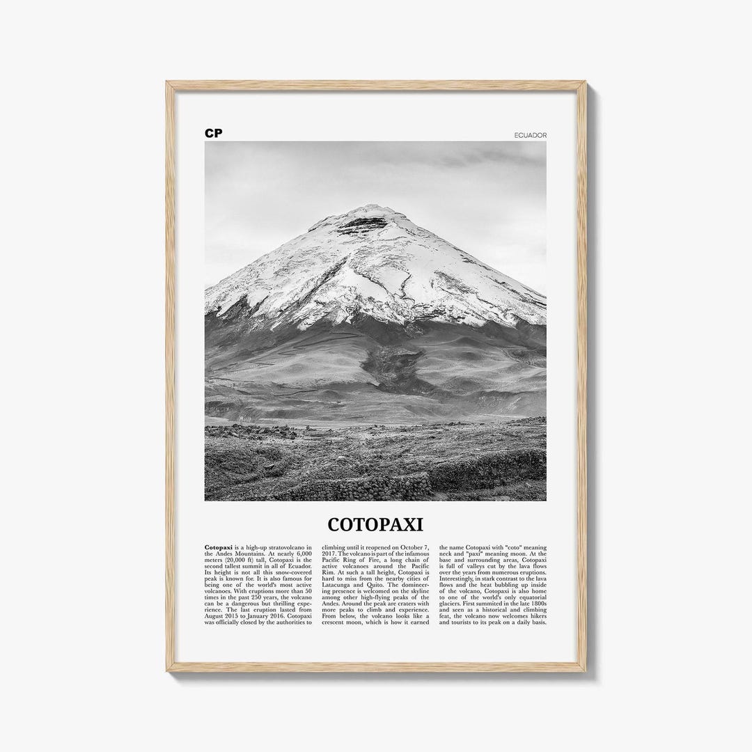 Cotopaxi Poster Print Black and White, Cotopaxi Volcano Photo, Ecuador ...