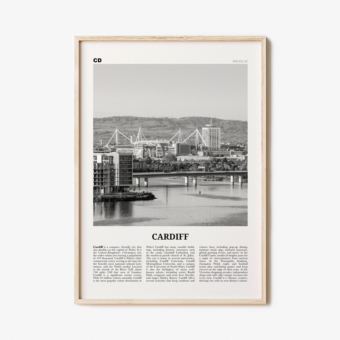 Cardiff Print Black and White, Cardiff Wall Art, Cardiff Poster ...