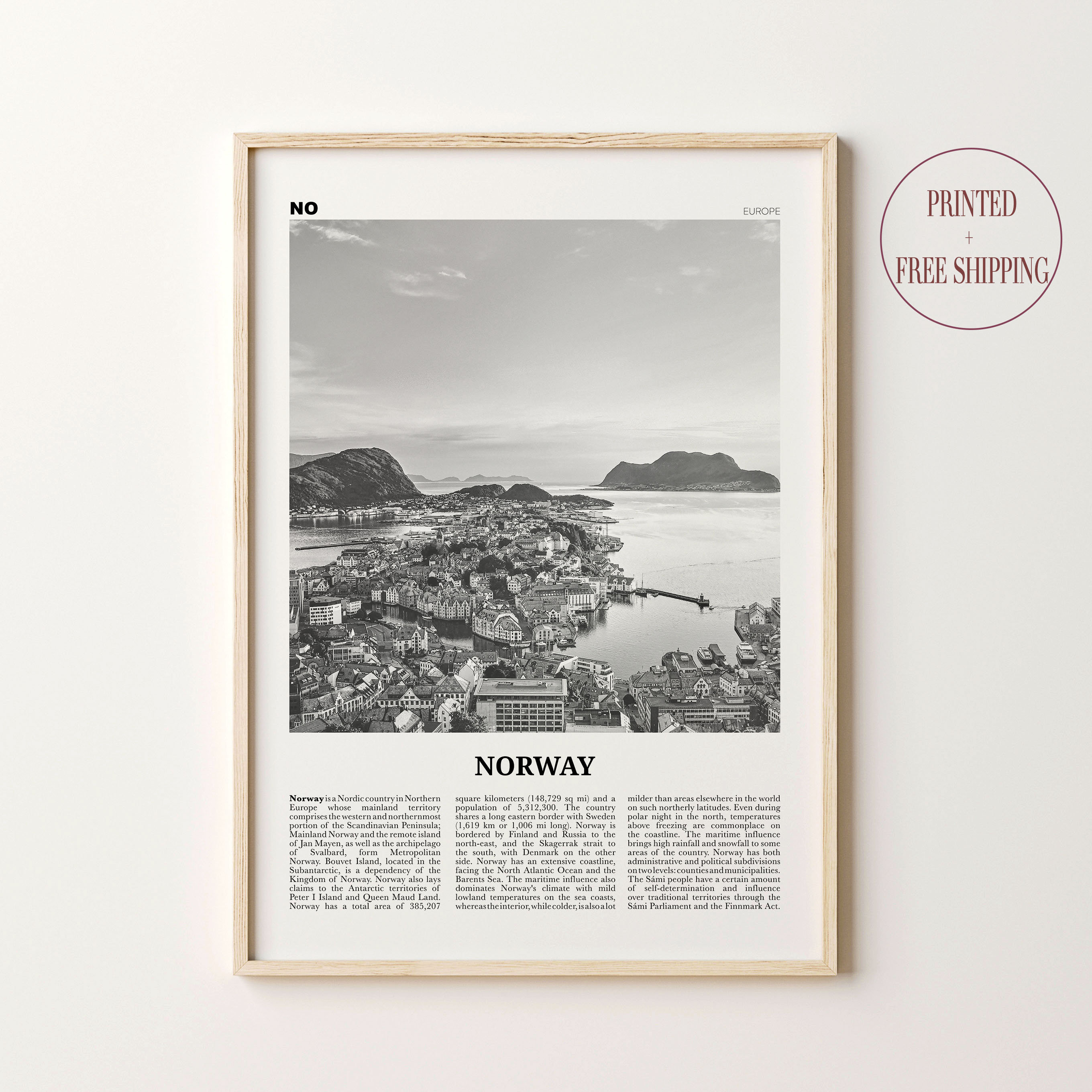 Norway Print Black and White Norway Wall Art Norway Poster | Etsy